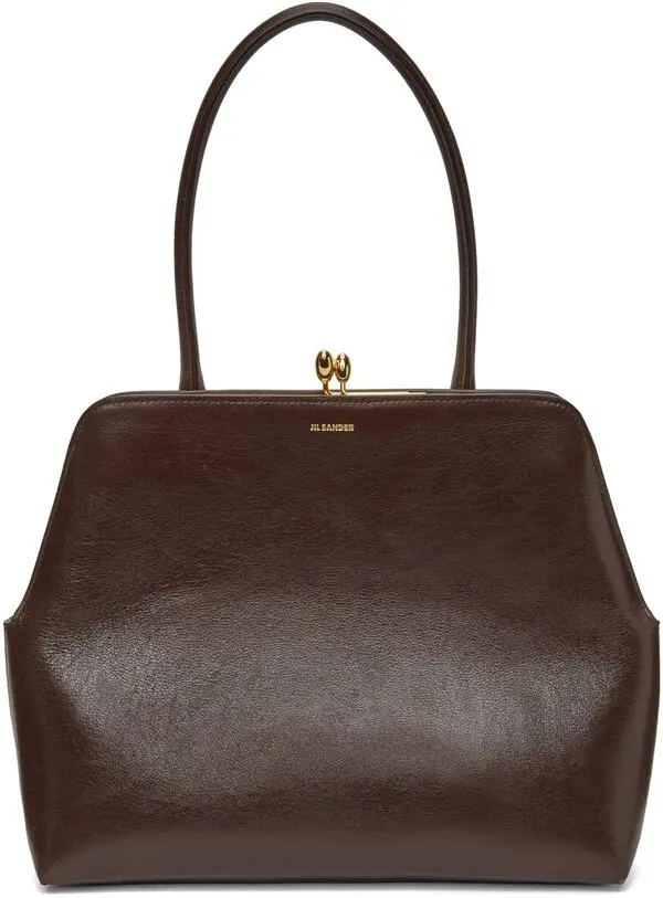 Jil Sander Brown Medium Goji Frame Square Bag - 203 Dbrown